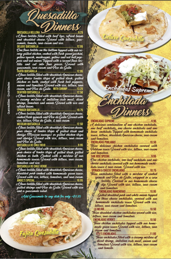 Online Menu Images - Uncle Titos