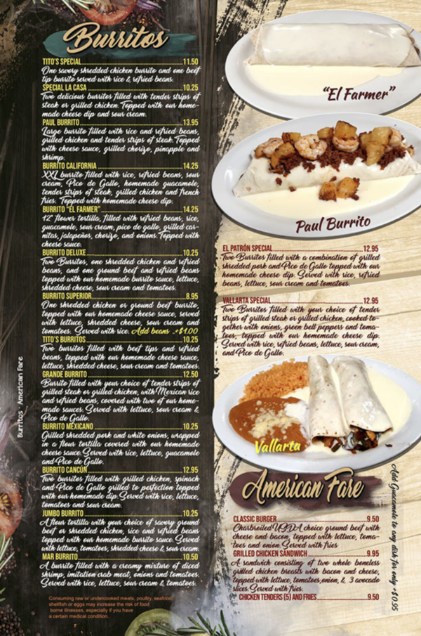 Online Menu Images - Uncle Titos